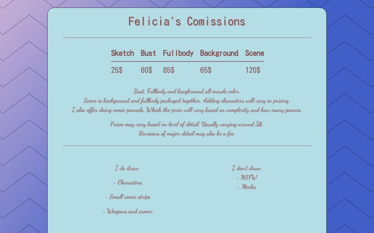 Felicia's Commissions